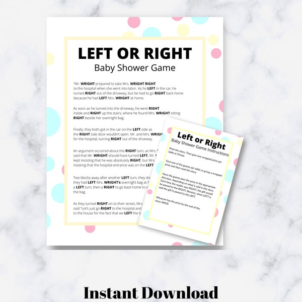 Left Right Baby Shower Game - Etsy