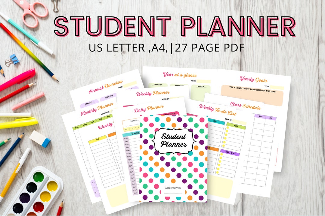 Student Planner, Student Planner Printable, Academic Planner, Academic ...