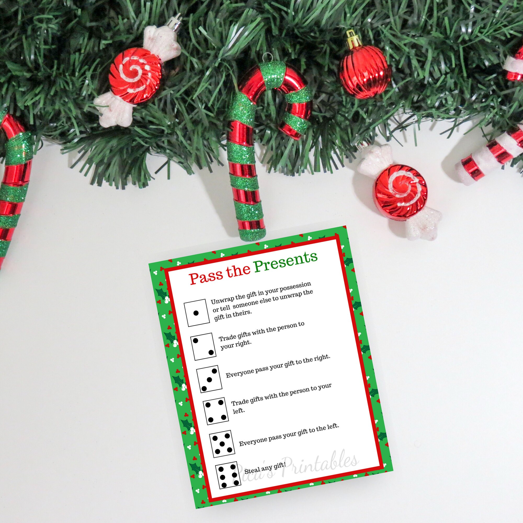 Christmas Printable Games, Pass the Present, Gift Swap, Dice Game ...