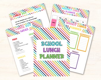 Weekly School Lunch Planner Printable, Meal Planner for Kids, Kids ...
