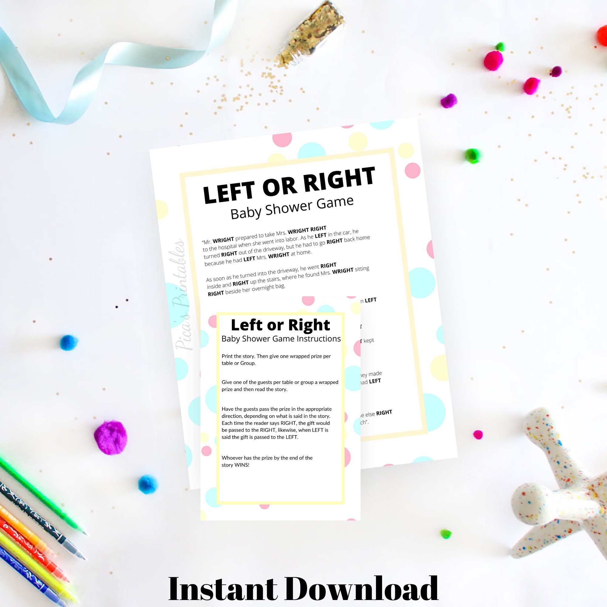 Left Right Baby Shower Game, Left or Right Storybook Baby Shower Game ...