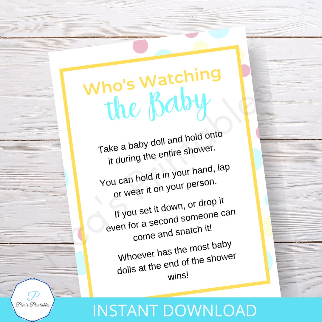 Who's Watching the Baby, Funny Baby Shower Game, Hilarious Baby Shower ...