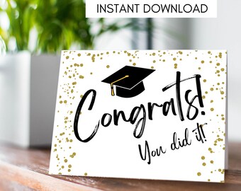 Printable Graduation Card, Congratulations Graduate, Folding Graduation ...