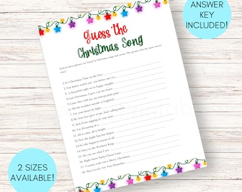 Guess the Christmas Song, Christmas Song Game, Christmas Party Game - Etsy