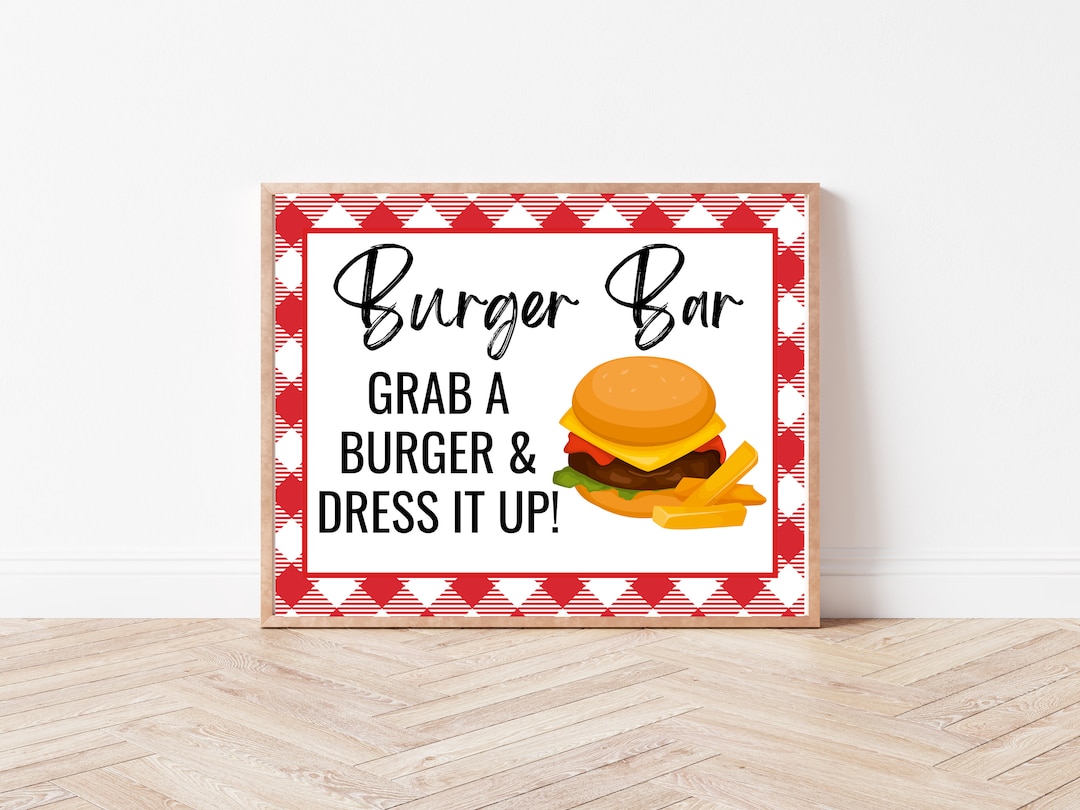 Burger Bar Sign, Baby Barbecue BBQ Sign, Make Your Own Burger, BBQ ...