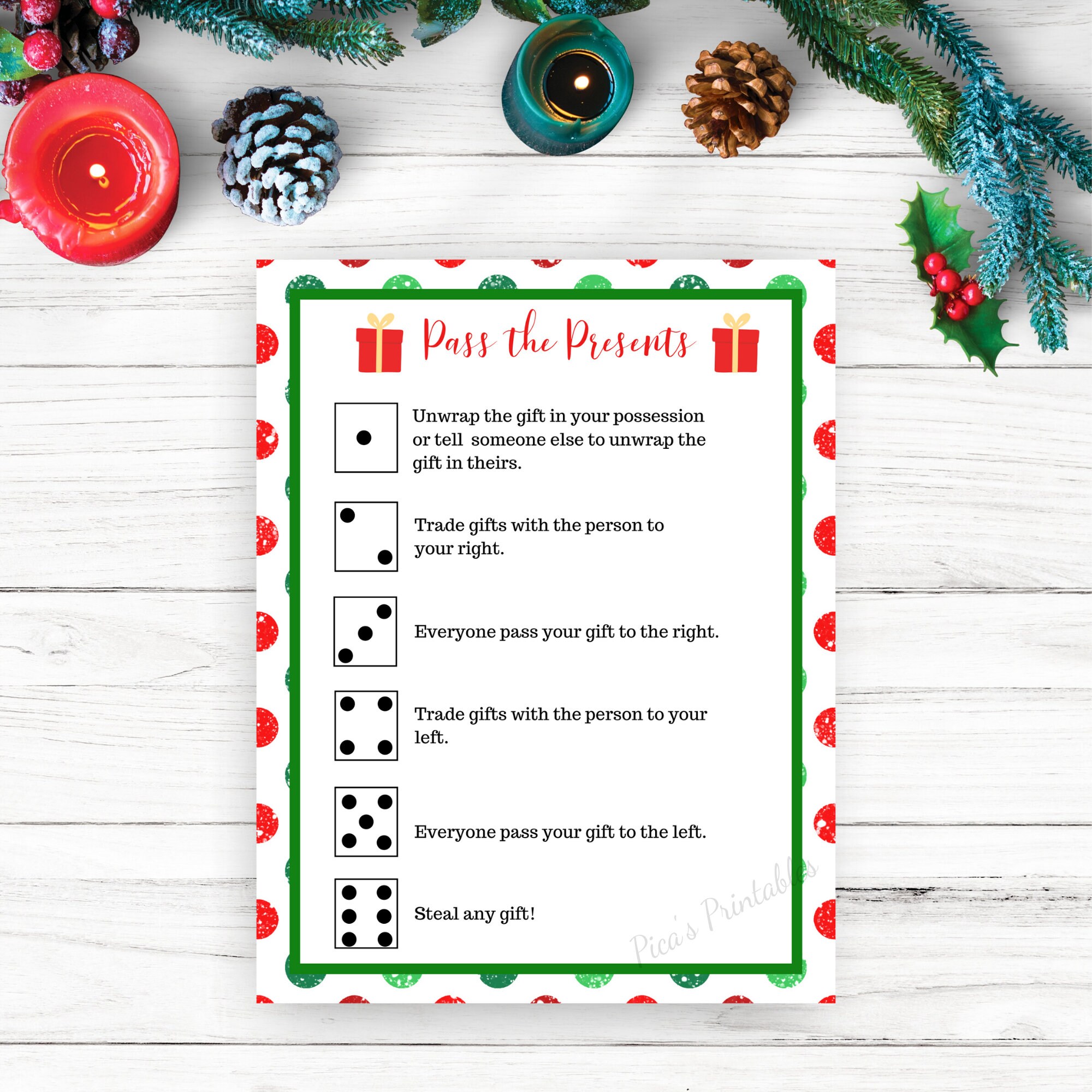 Christmas Printable Games, Pass the Present, Gift Swap, Dice Game ...