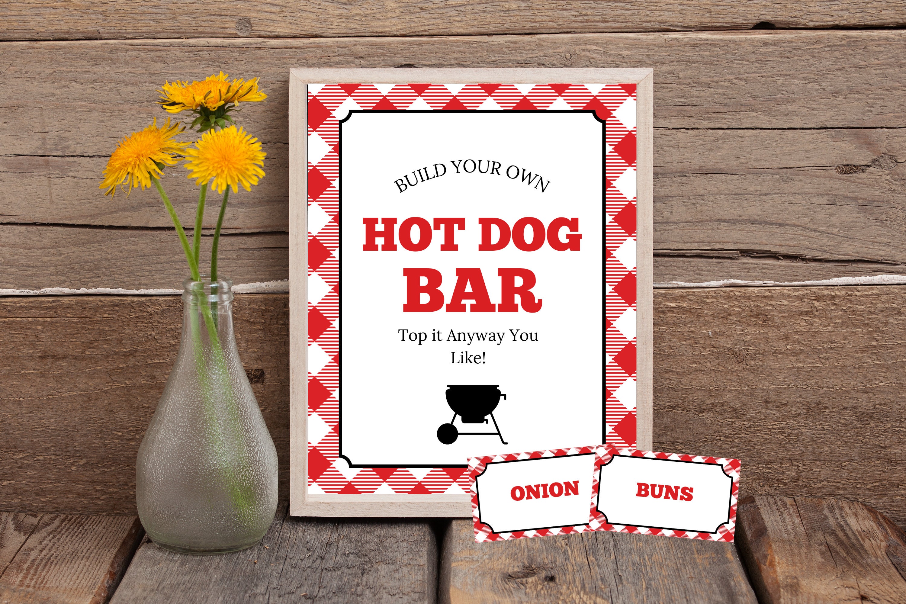 Hot Dog Bar Sign, Hot Dog Bar Label Tent Cards, Hot Dog Bar Printable ...