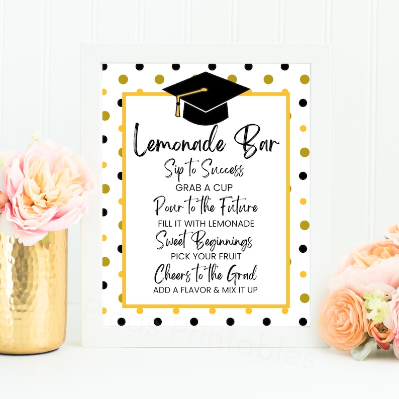 Graduation Lemonade Bar, Lemon Decor, Lemonade Bar Sign, Lemonade Stand ...