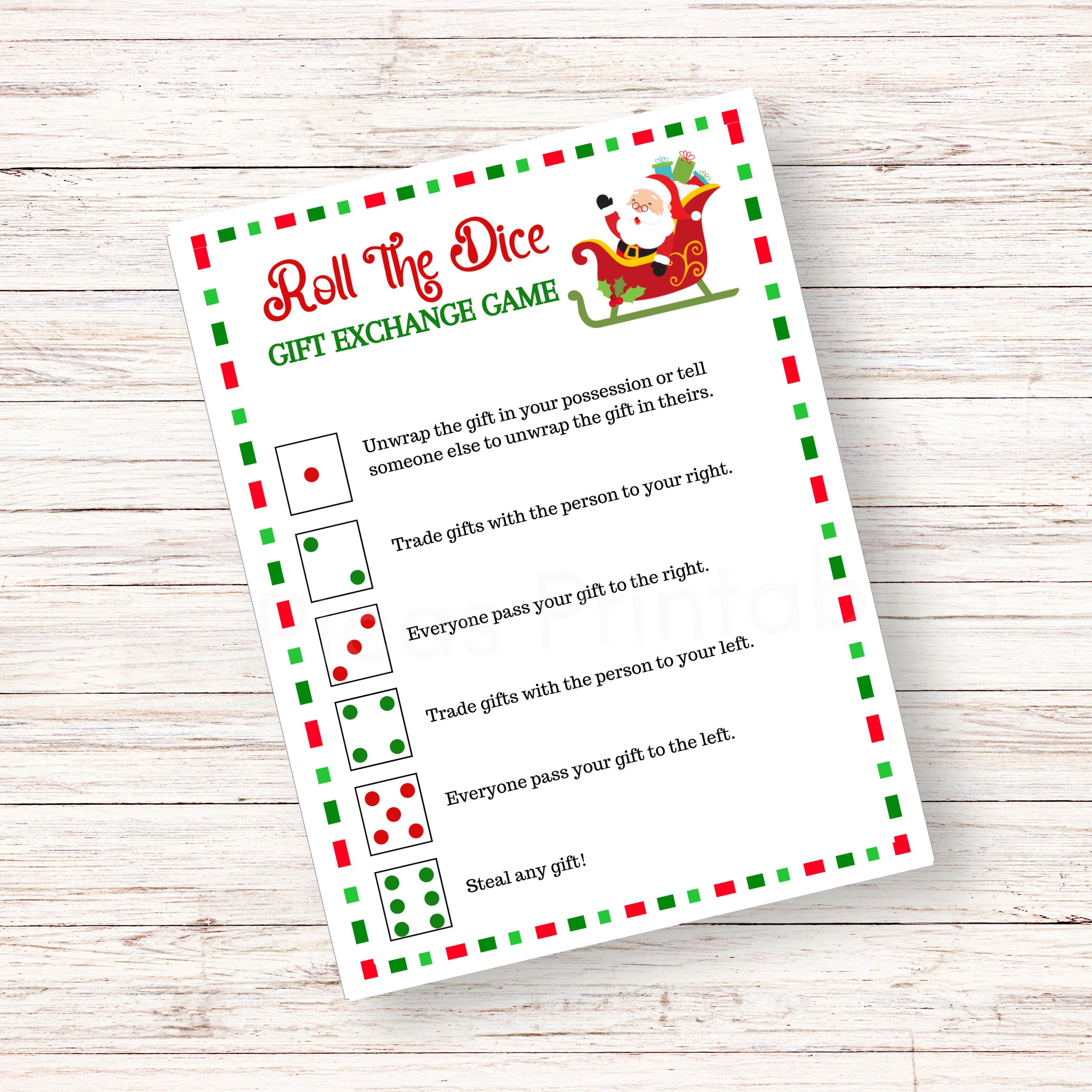 Roll the Dice Gift Exchange Game White Elephant Game Christmas Party ...