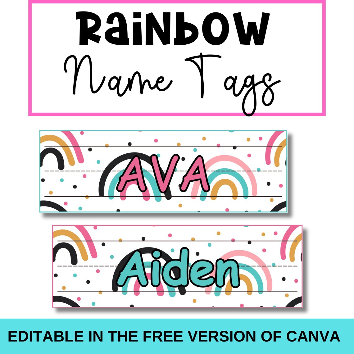 Editable Boho Rainbow Classroom Labels, Printable Classroom Name Tags ...
