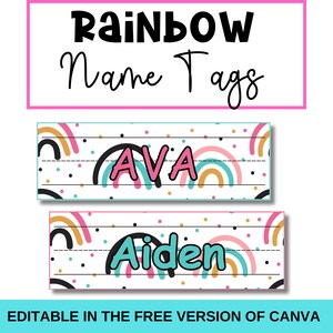 Editable Boho Rainbow Classroom Labels, Printable Classroom Name Tags ...