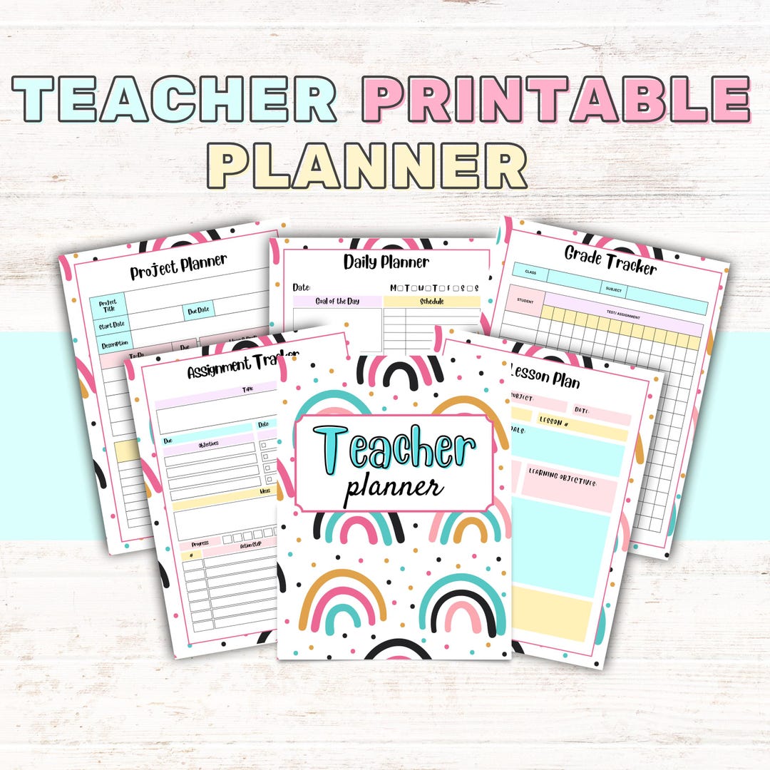 Rainbow Teacher Planner, 2025 Teacher Planner Printable, Teacher Binder ...