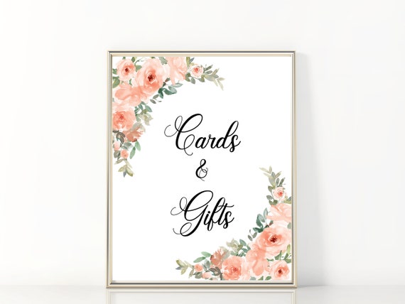 Cards and Gifts, Gift Table Sign, Printable Cards and Gifts Sign, Pink ...