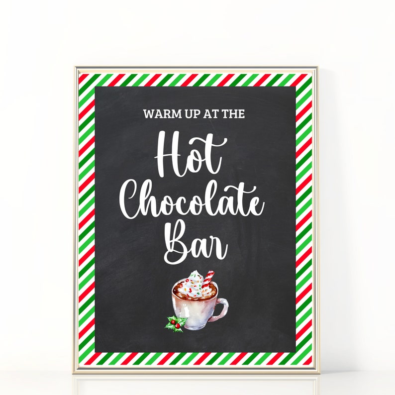 Hot Chocolate Bar Printable Sign, Hot Cocoa Bar Sign, Christmas Party ...