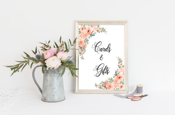 Cards and Gifts, Gift Table Sign, Printable Cards and Gifts Sign, Pink ...