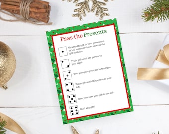 Christmas Printable Games, Pass the Present, Gift Swap, Dice Game ...