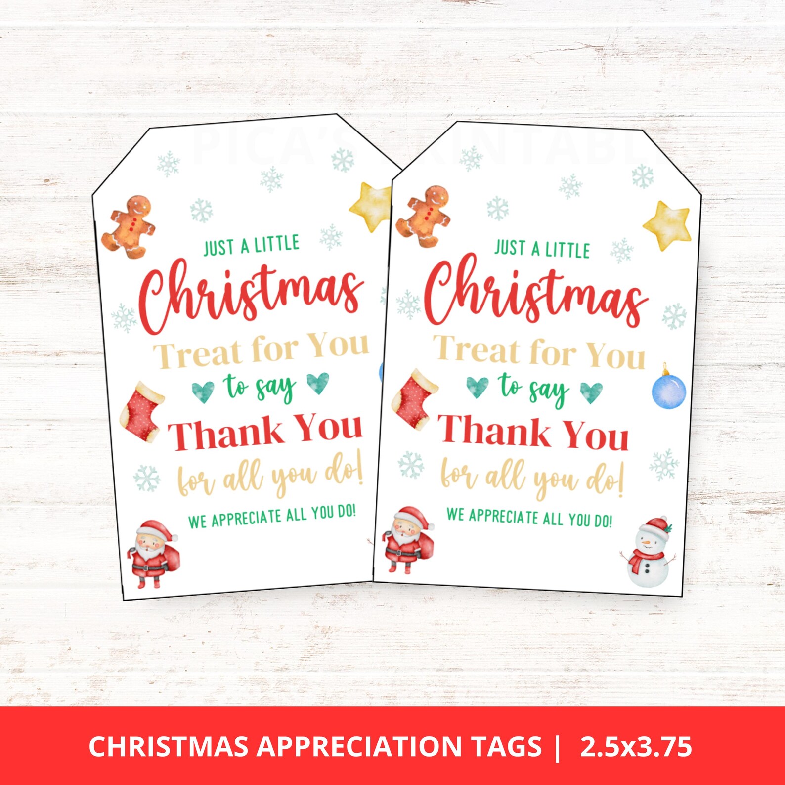Christmas Treat Thank You Tags Christmas Appreciation Tag Holiday ...