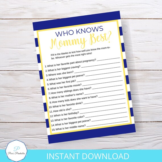 Who Knows Mommy Best, Nautical Baby Shower, How Well Do You Know Mommy ...