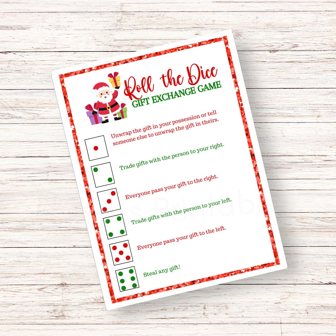 Roll the Dice Gift Exchange Game White Elephant Game Christmas Party ...