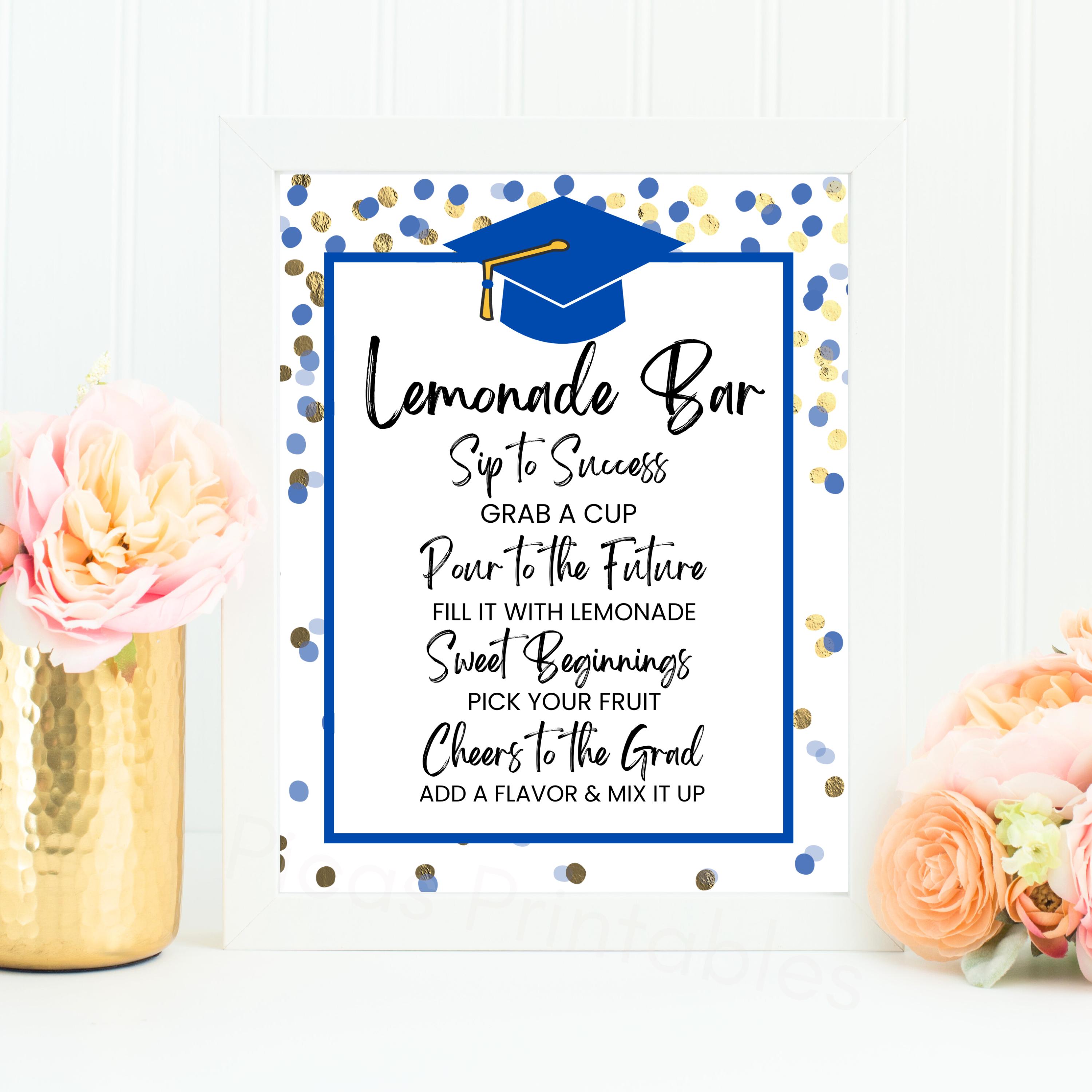Graduation Lemonade Bar, Lemon Decor, Lemonade Bar Sign, Lemonade Stand ...