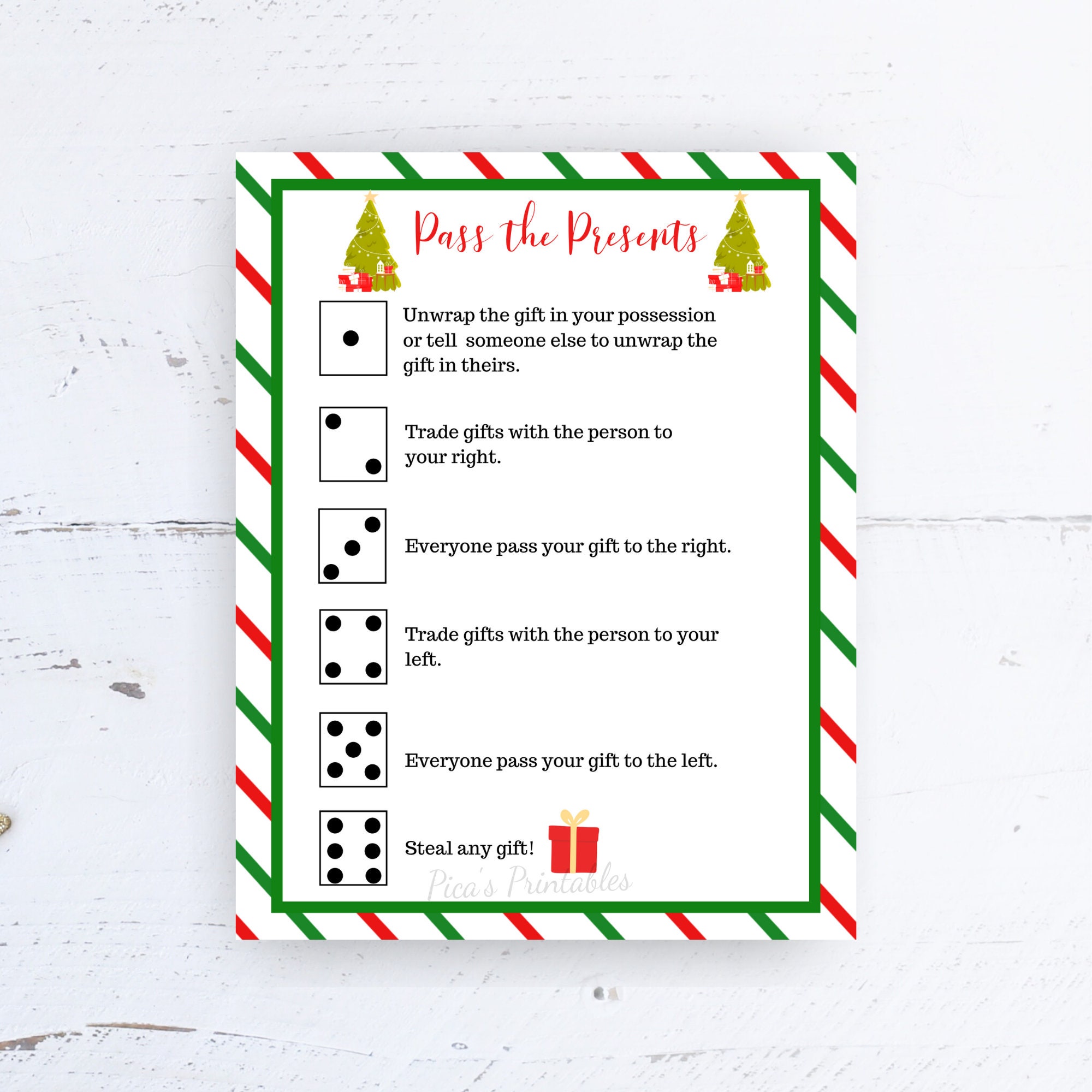 Christmas Printable Games, Pass the Present, Gift Swap, Dice Game ...
