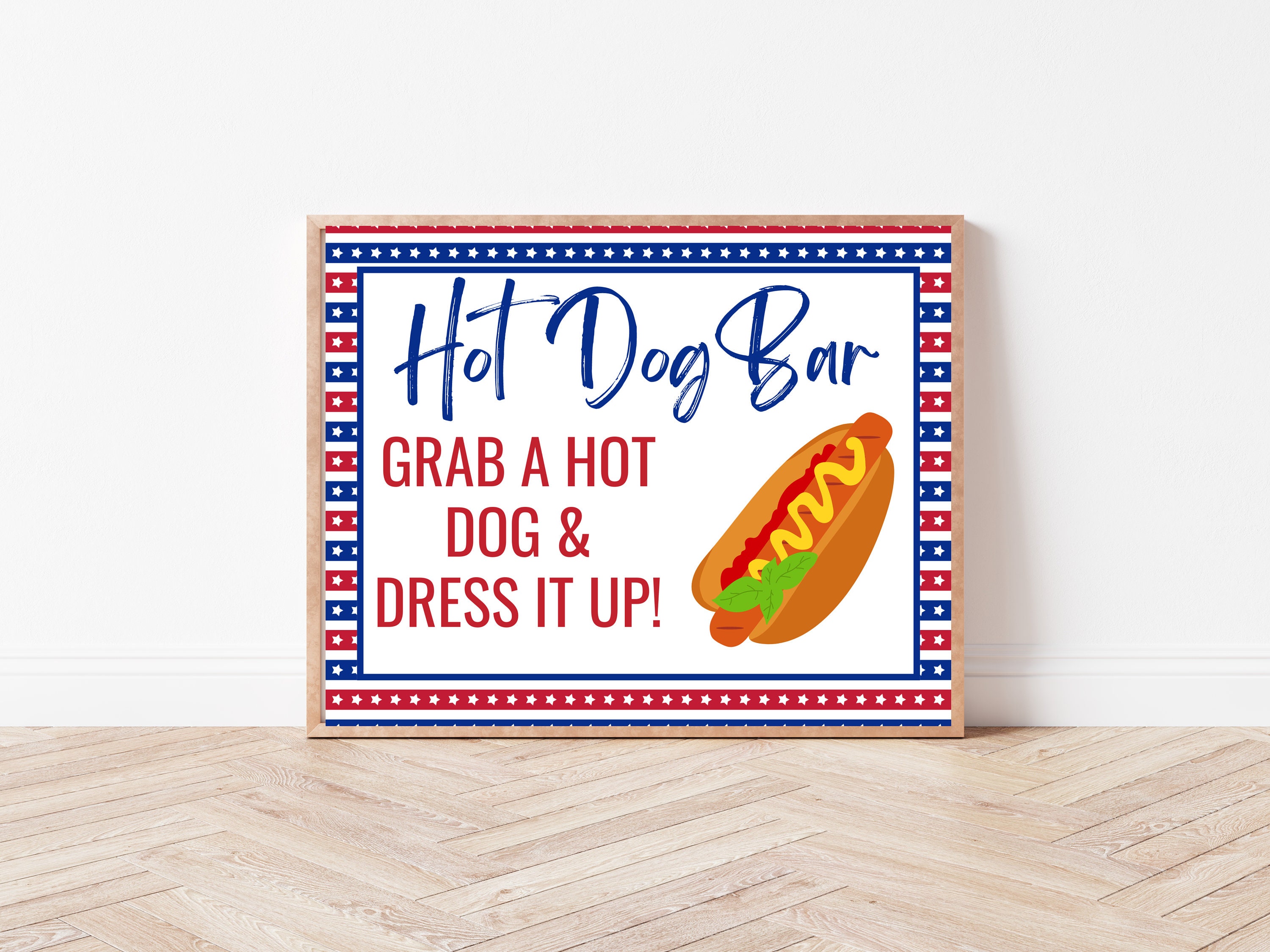 Printable Hot Dog Bar Sign, Printable Hot Dog Table Sign, Hot Dog Sign ...