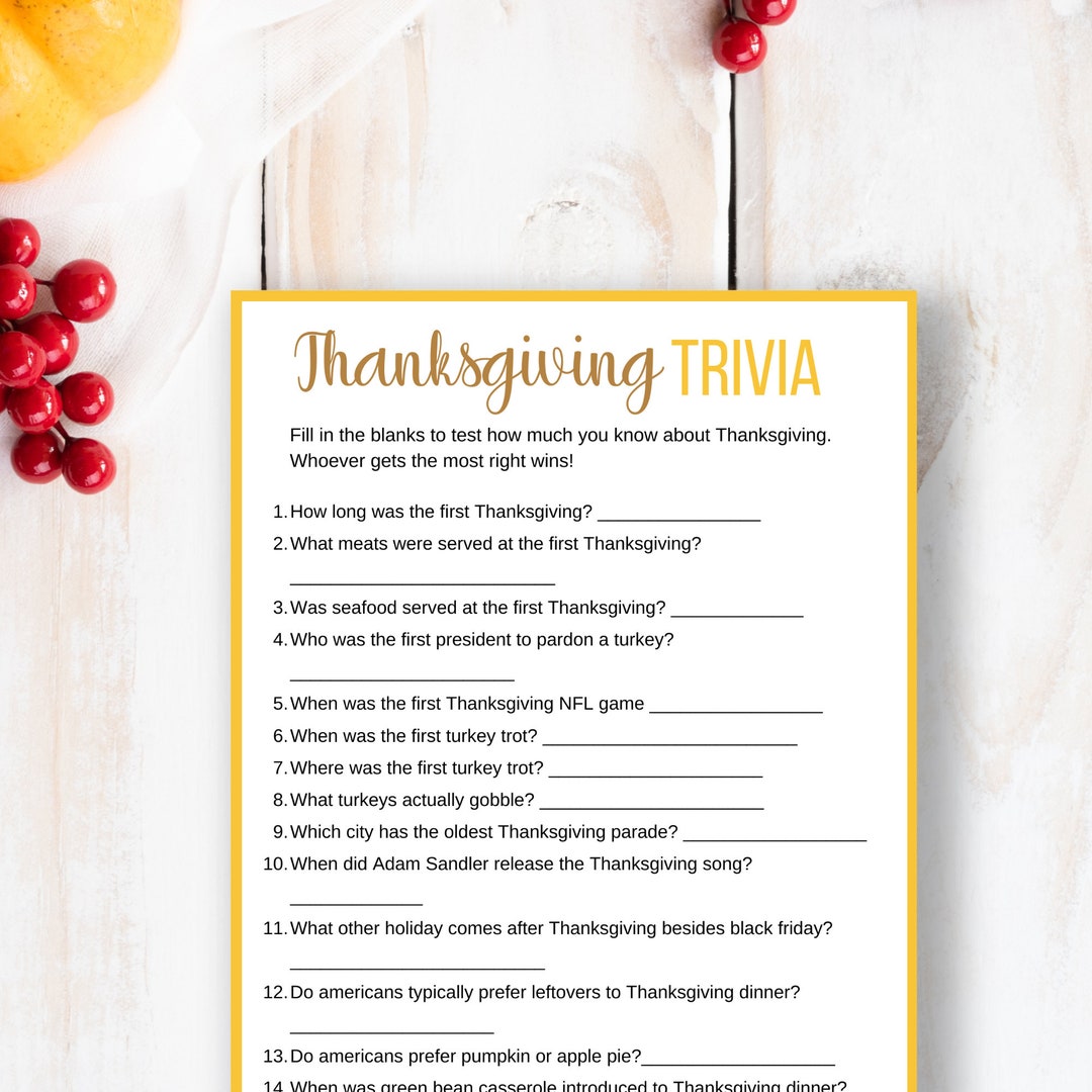 Juego de trivia de Acción de Gracias, Juegos imprimibles de Acción de ...