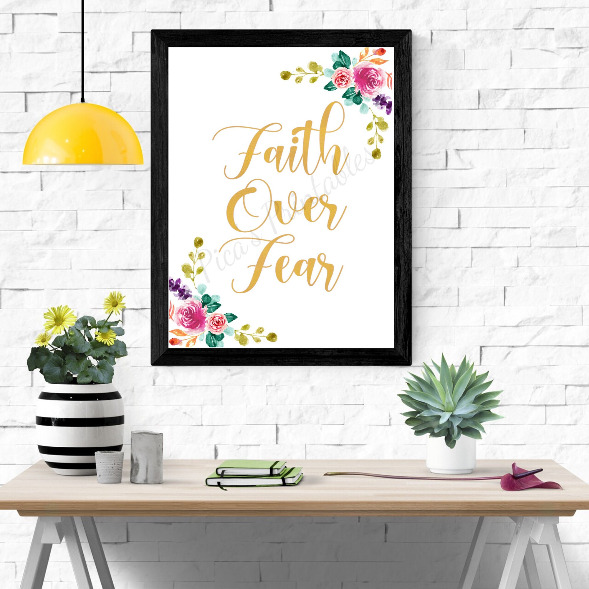 Faith Over Fear, Printable Art, Bible Verse Print, Bible Quote Print ...