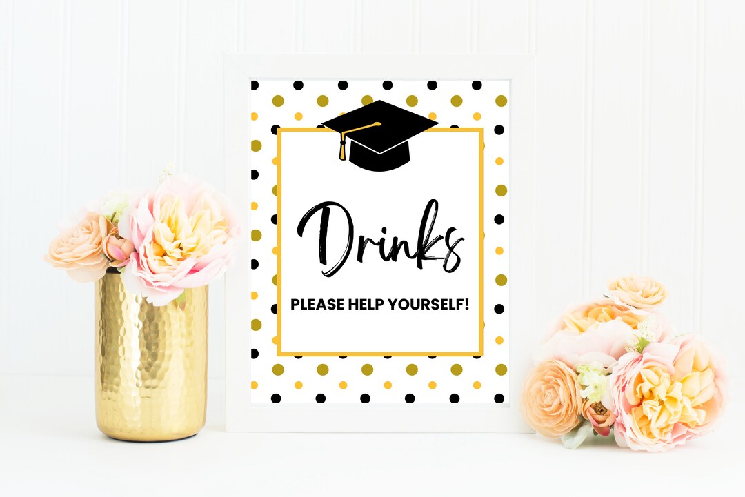 Printable Graduation Party Drink Station Sign, Open House Sign ...