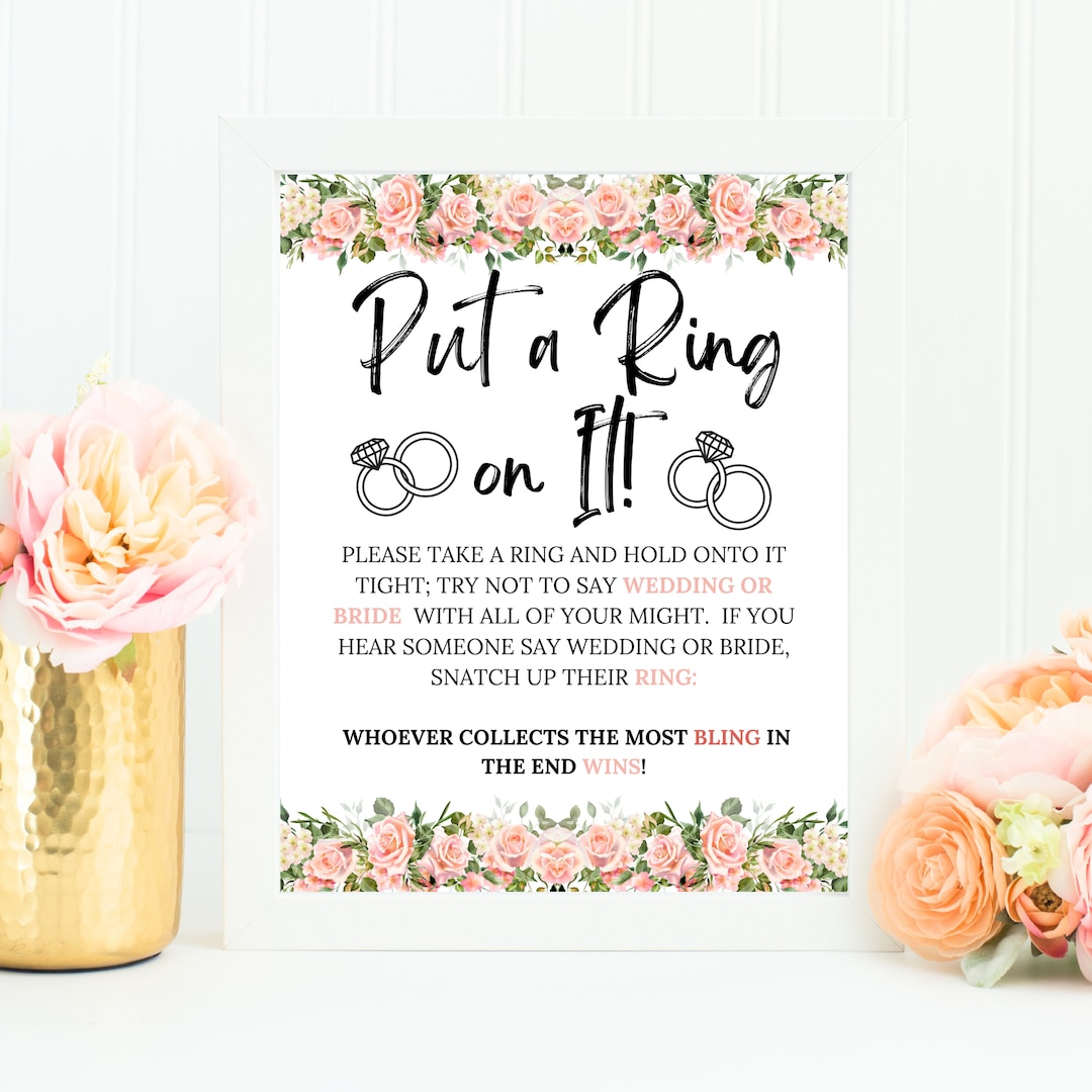 Floral Put A Ring on It, Bridal Shower Games Printable, Put A Ring on ...