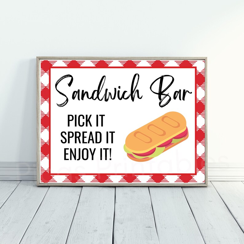 Printable Sandwich Bar Sign, Printable Sandwich Sign, Sandwich Station ...