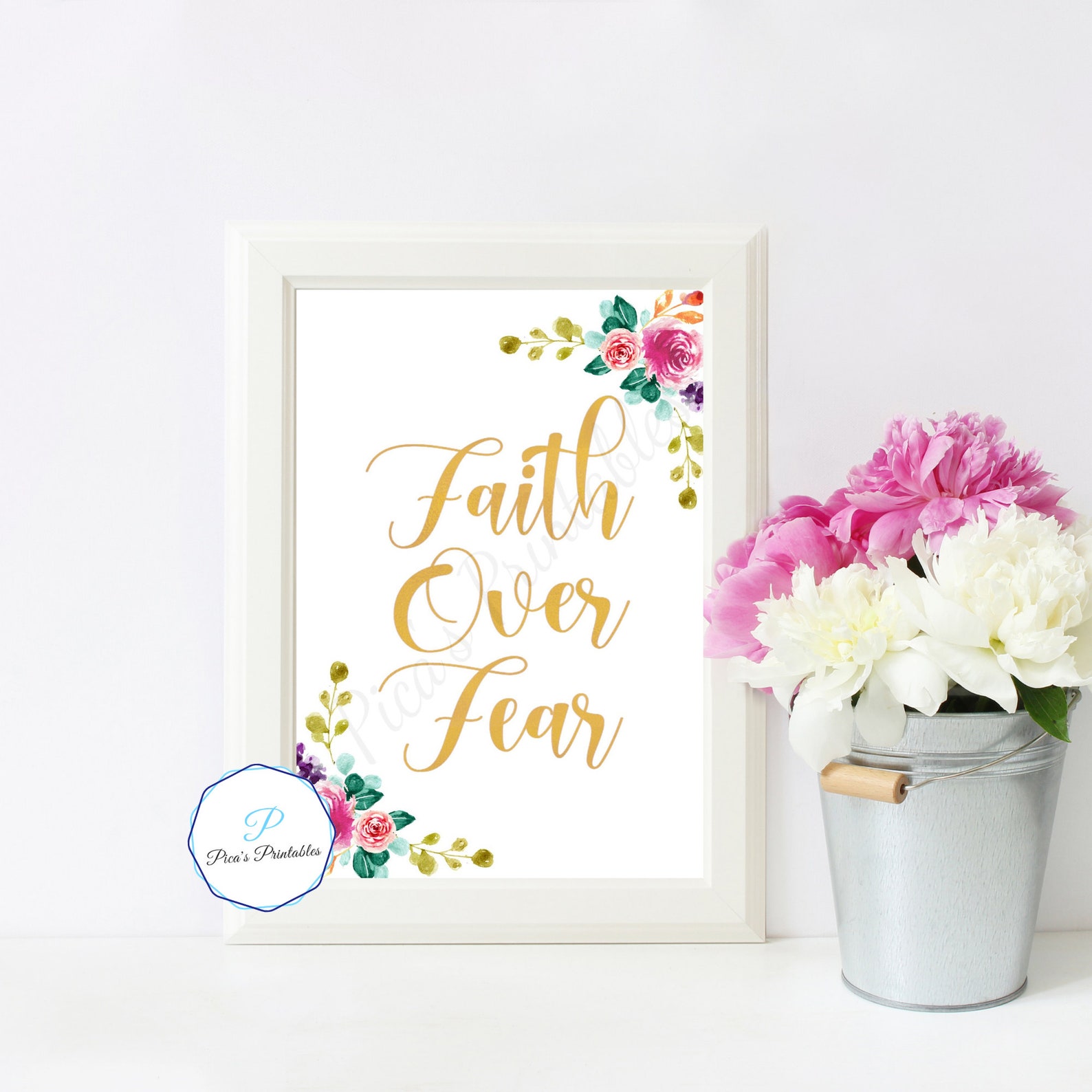 Faith Over Fear, Printable Art, Bible Verse Print, Bible Quote Print ...