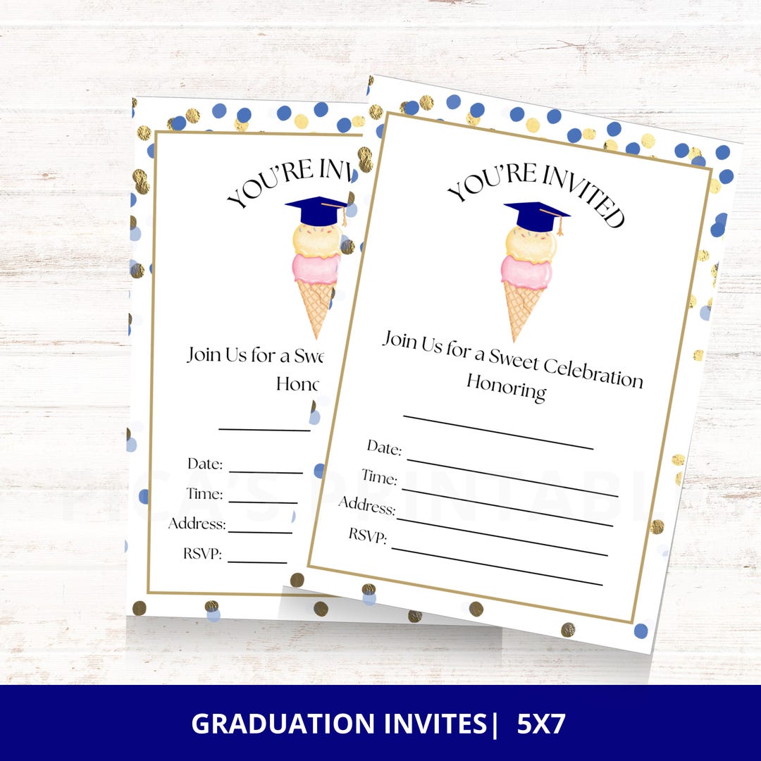 Graduation Ice Cream Social Printable Invitation, Ice Cream Sundae Bar ...