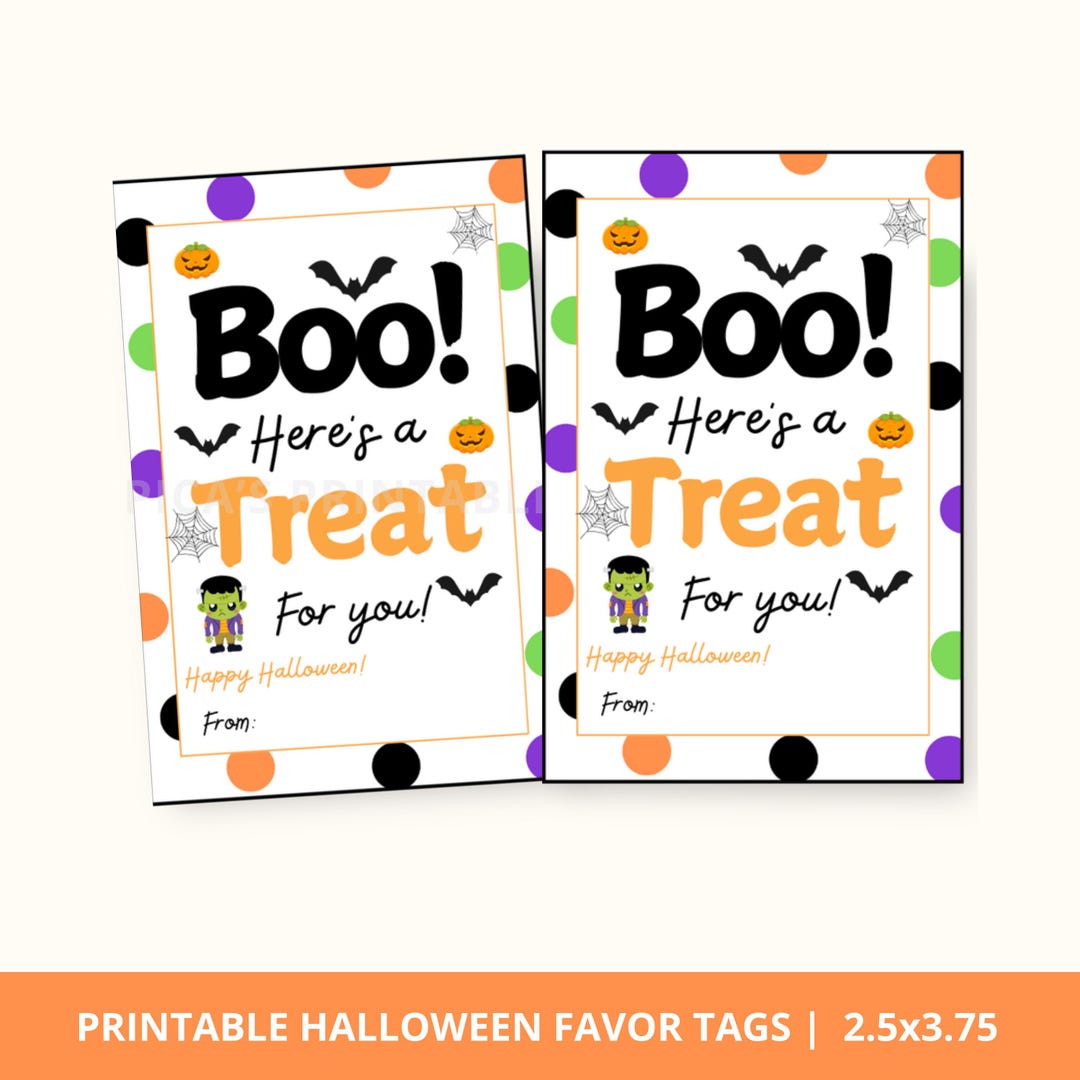 Halloween Favor Tags, Boo Gift Tags, Trick or Treat Favor Tags, Treat ...