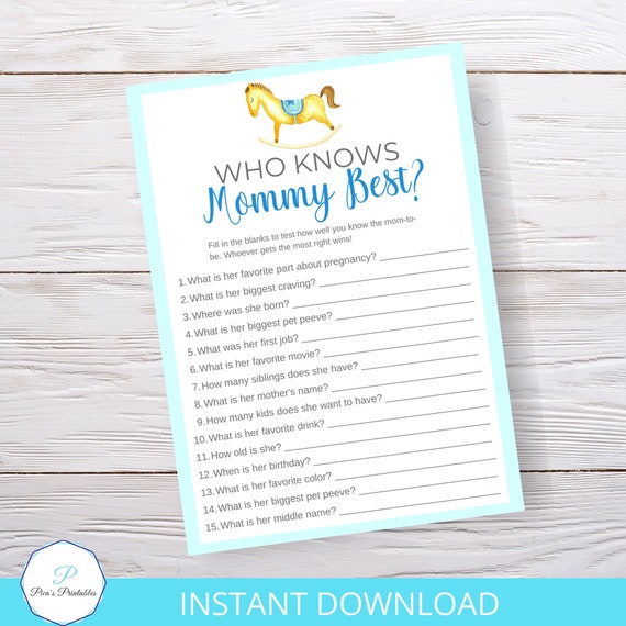 Who Knows Mommy Best Baby Shower Games Printable How Well Do You Know ...