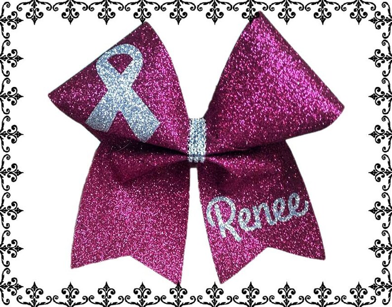 Customized Breast Cancer Awareness Glitter Cheer Bow - Etsy
