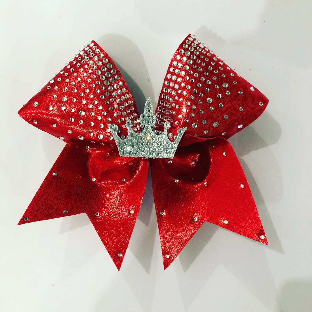 Blinged Glitter Crown Metallic Bow - Etsy