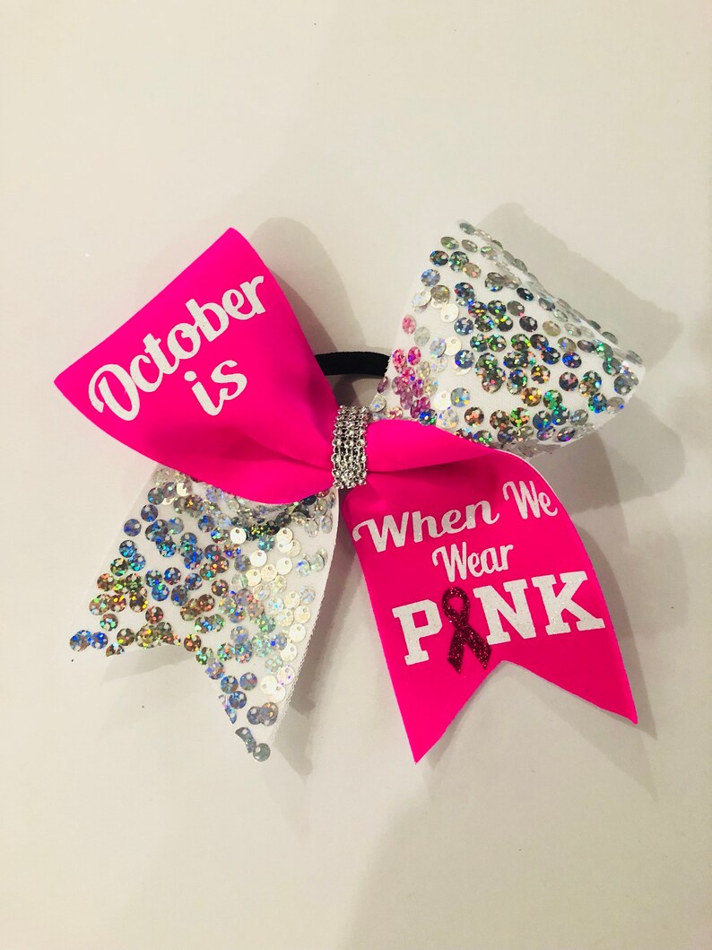 October is When We Wear Pink Hair Bow - Etsy