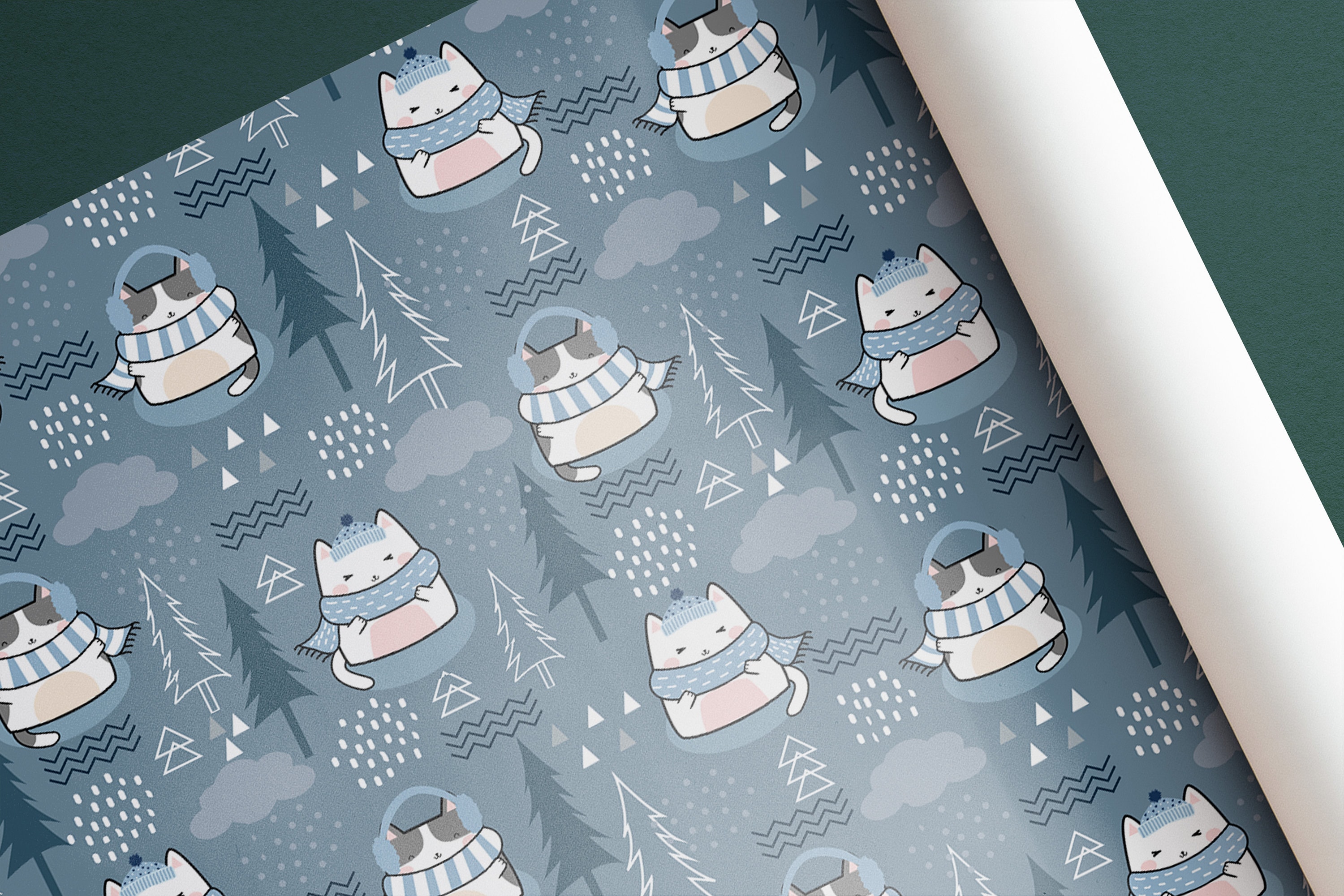 Cute Christmas Cats Wrapping Paper Cute Wrapping Paper Cat - Etsy