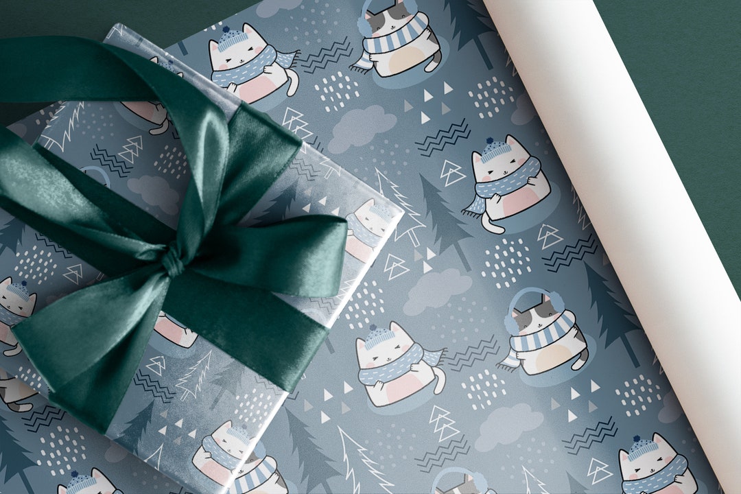 Cute Christmas Cats Wrapping Paper Cute Wrapping Paper Cat - Etsy