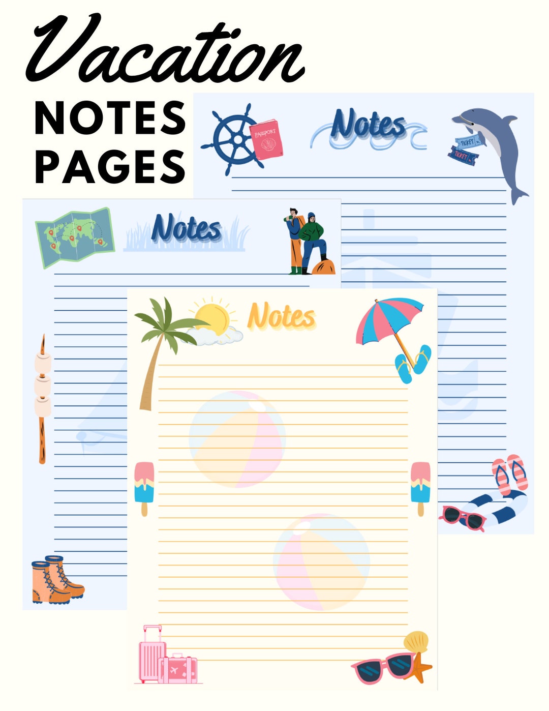 Printable Vacation Note Pages - Etsy