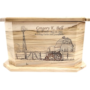 Farming Urn Custom Engraved, Farming Design Handmade Wooden Urn ...