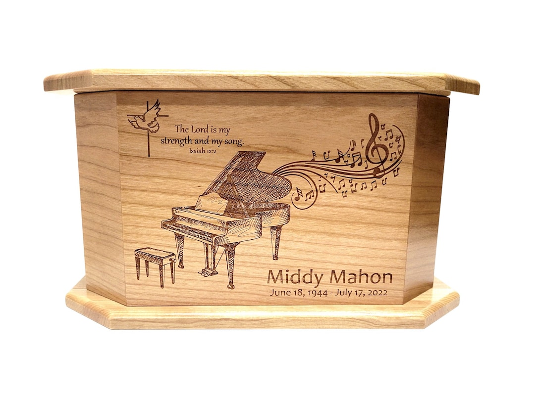 Piano Urn Custom Engraved, Handmade Wooden Urn, Pianist Urn, Music Urn ...