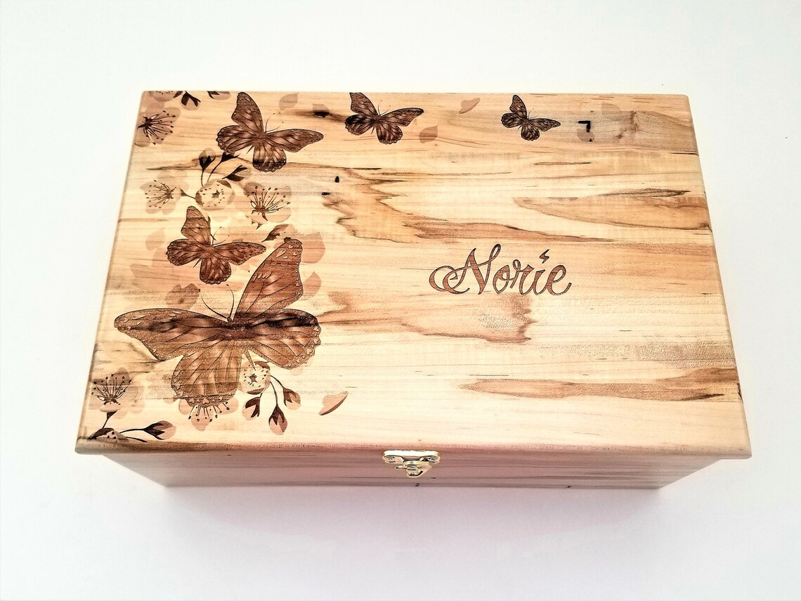 Personalized Butterfly Memory Box 12x8x4 Custom Hand Made - Etsy