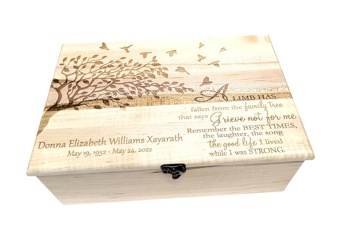 Personalized Tree With Birds 'limb Has Fallen' Poem Memory Box 12x8x4 ...