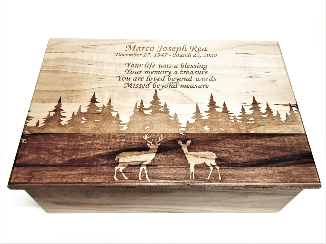 Personalized Buck and Doe Memory Box 12x8x4,custom Deer Hunting Wood ...