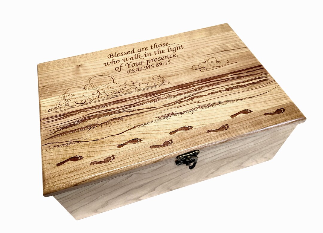 Personalized Footprints Memory Box 12x8x4, Handmade Keepsake Box, Beach ...