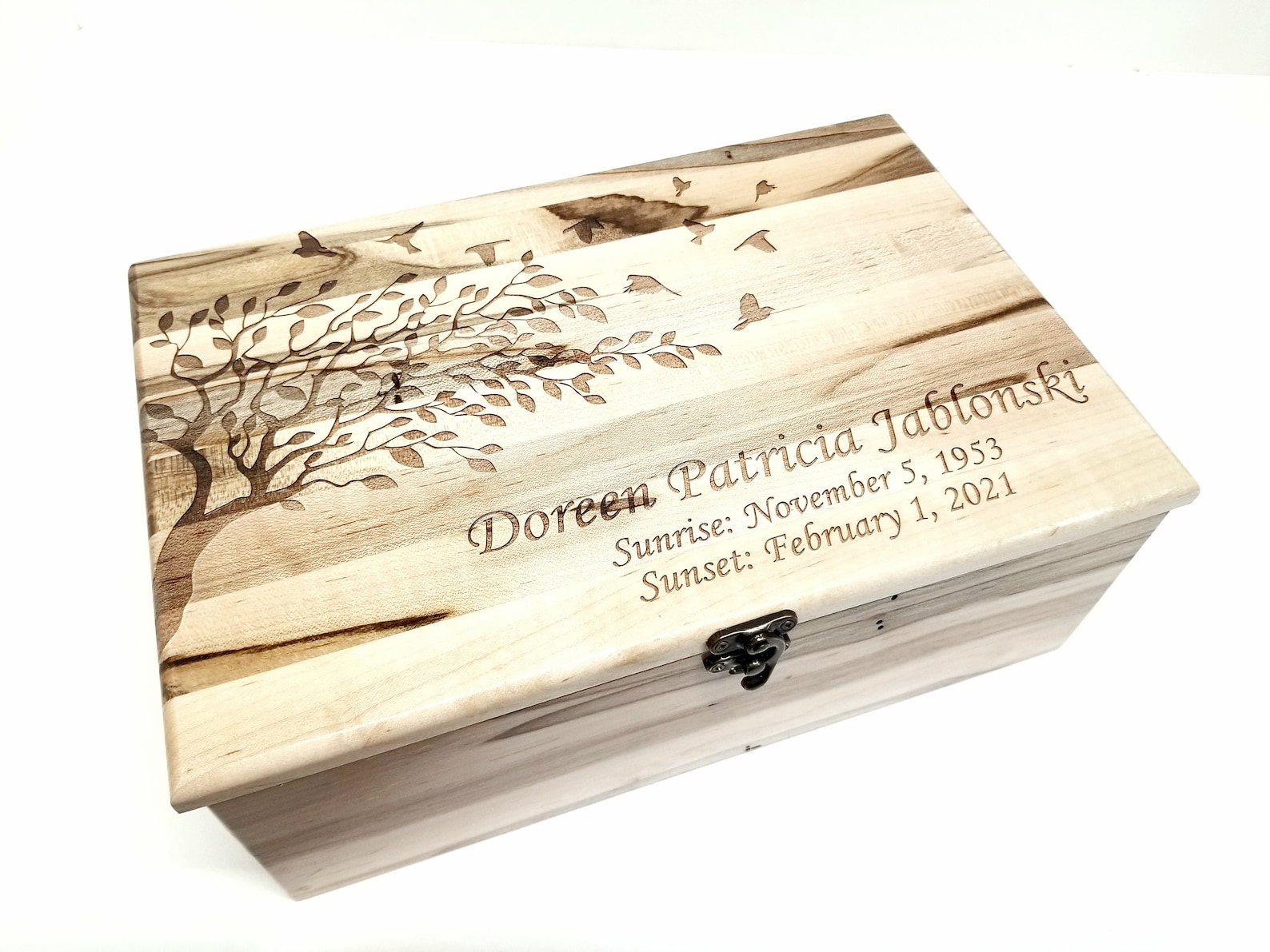 Personalized Tree Memory Box 12x8x4, Custom Hand Made Wood Keepsake Box ...