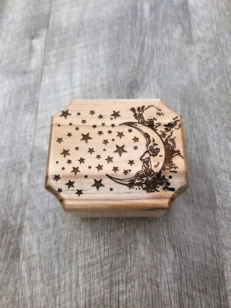 Personalized Moon and Stars Music Box Add Name Custom Music - Etsy