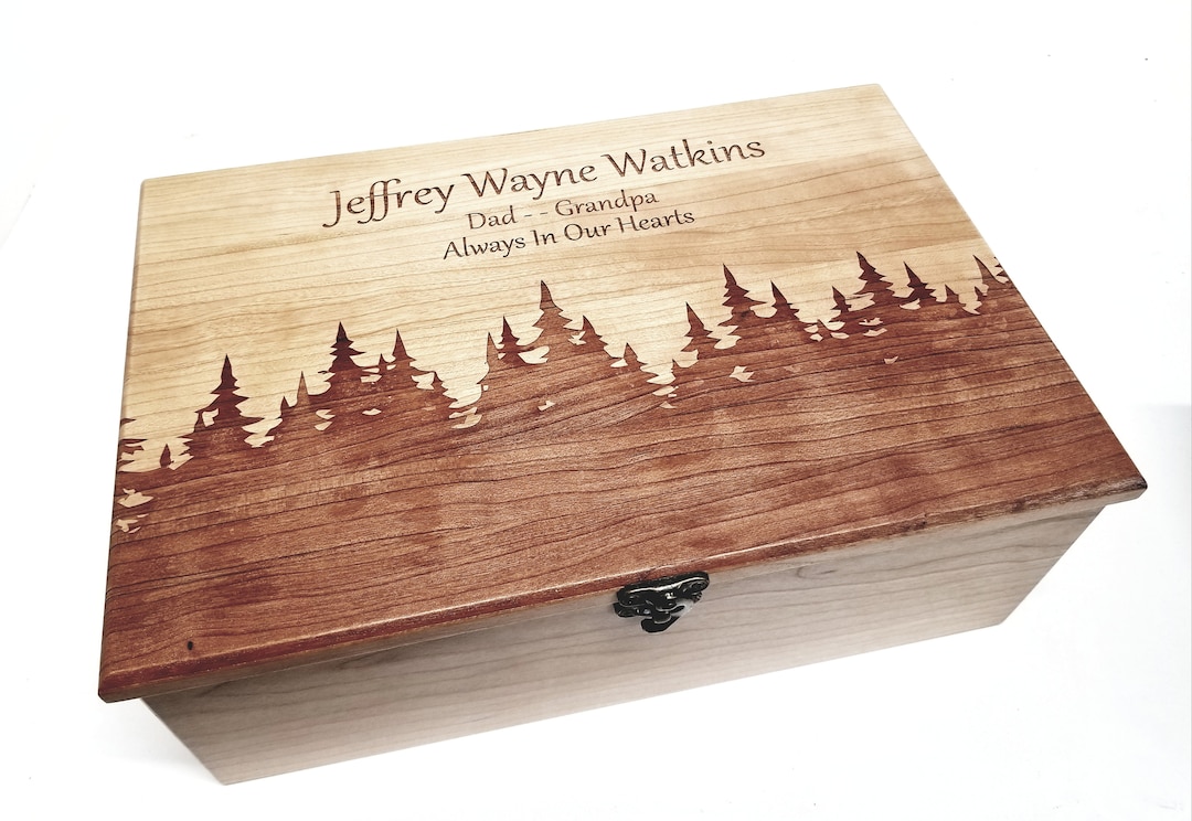 Personalized Forest Trees Memory Box 12x8x4, Custom Hand Made Wood ...